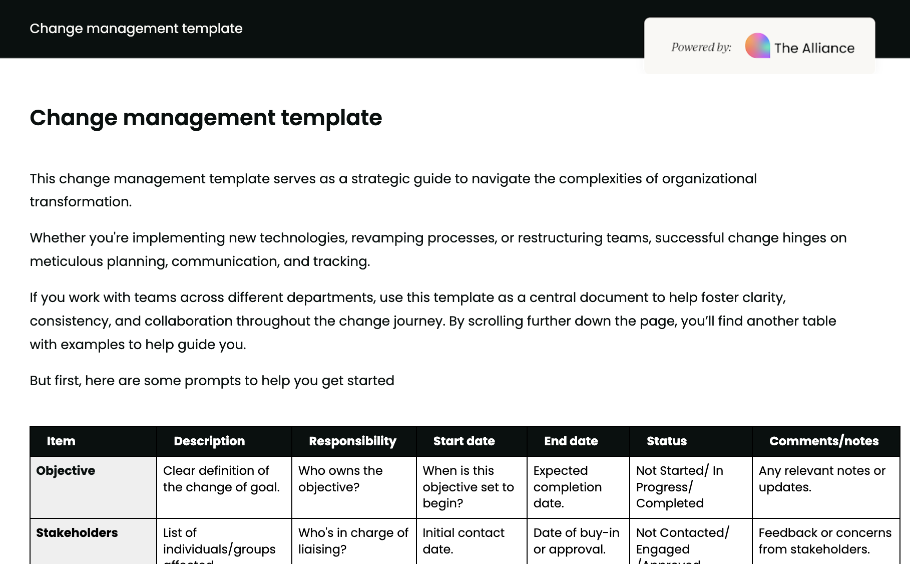 Change management template | Free download
