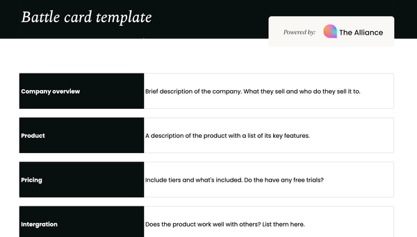 Sales battlecard template | Free download