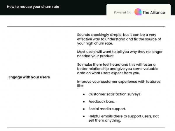Churn rate reduction framework