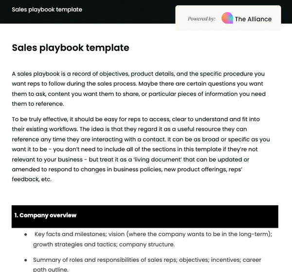 Sales playbook template | Free download