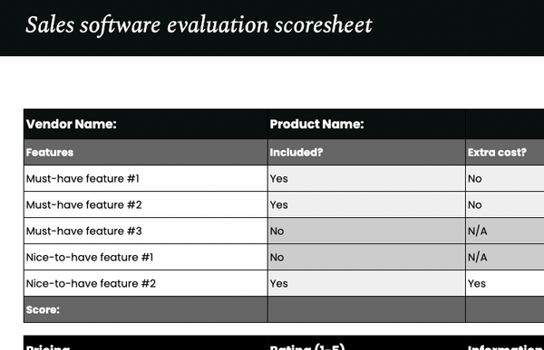 Software evaluation checklist